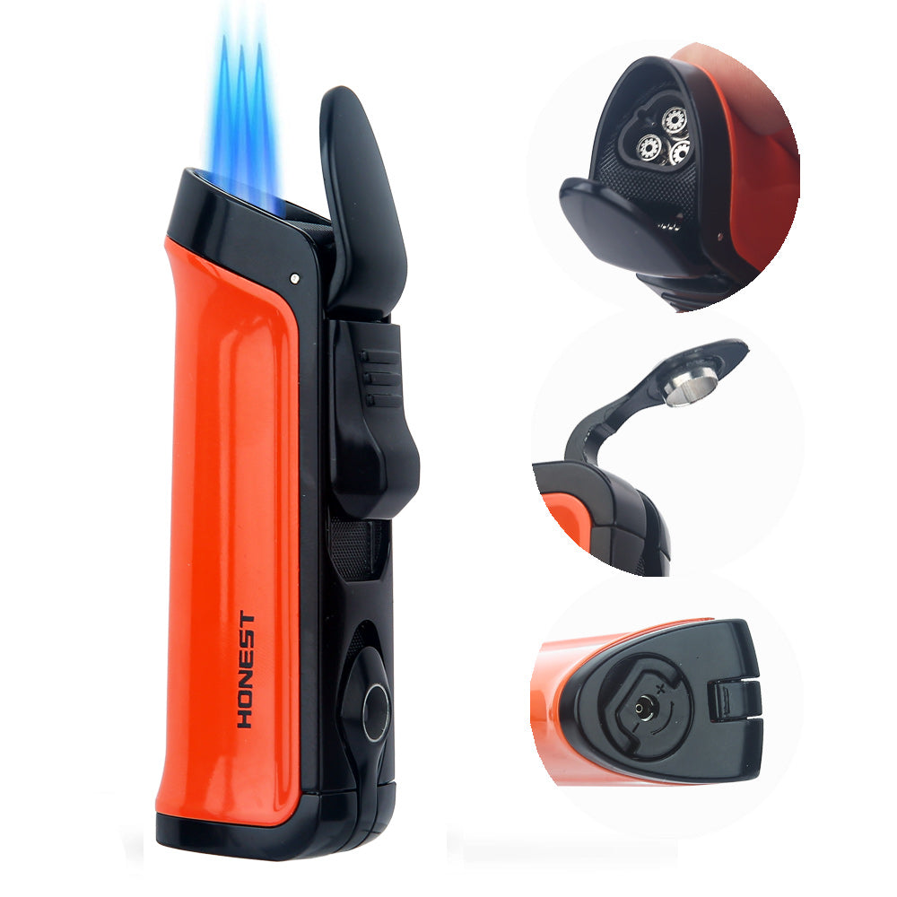 HONEST Triple Jet Torch Lighter Built-in Punch Visible Gas Window Refi – HONEST LIGHTER FACTORY