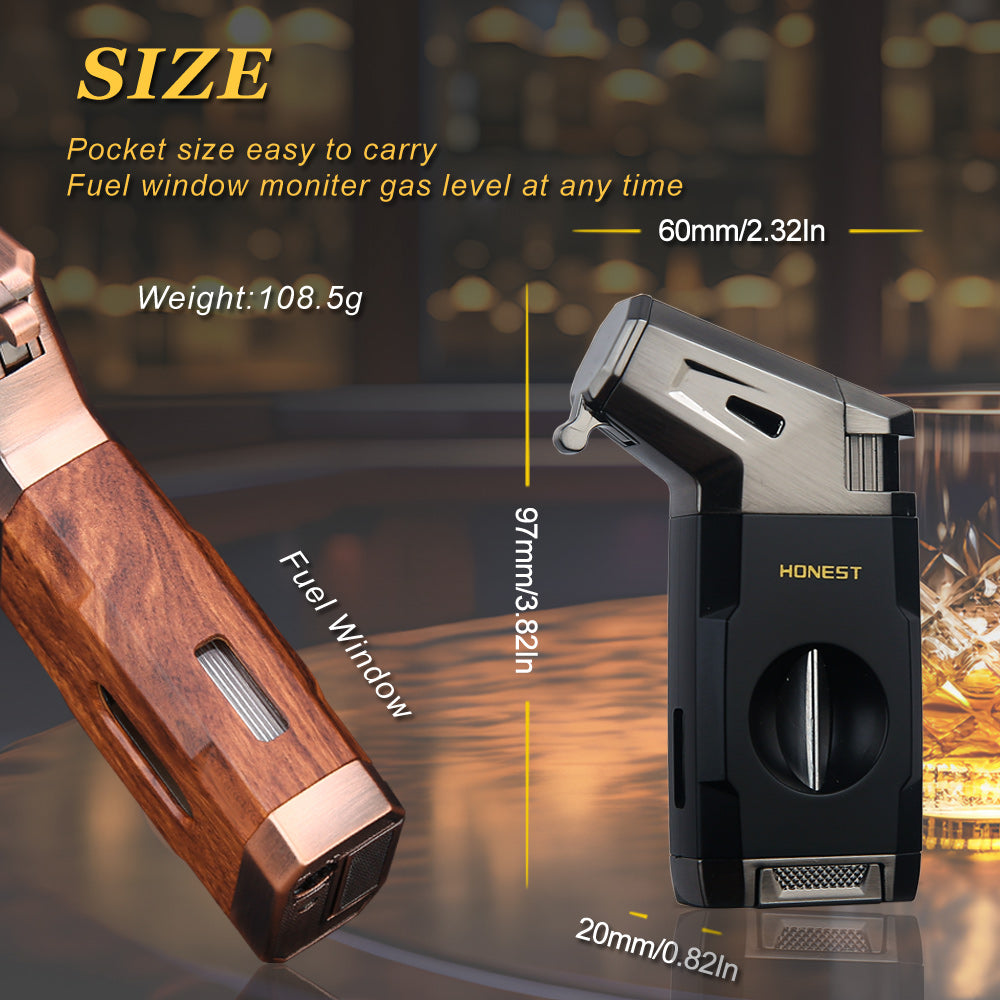 HONEST Torch Cigar Lighter with Windproof Jet Flame, Built-in V Cigar ...