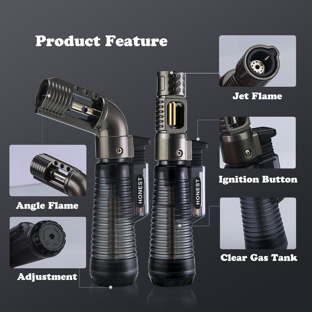 HONEST Torch Lighters , Jet Flame Lighter with Transparent Gas Tank,Re ...