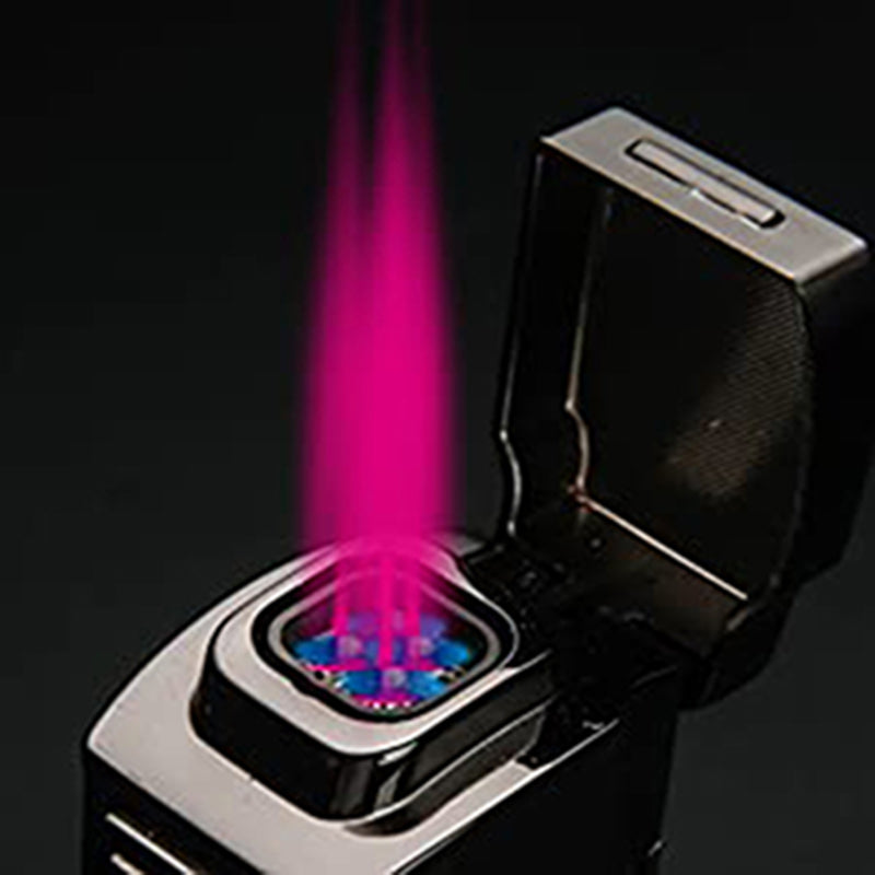 HONEST Table Cigar Lighters Metal Torch Lighter 4 Jet Red Flame Refill ...